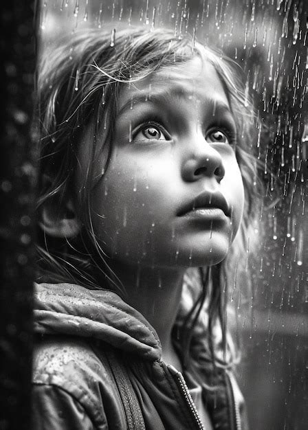 Premium Ai Image A Girl Looking Out Of A Window With A Raindrop On