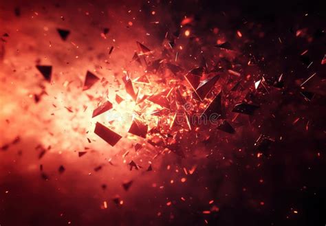 Fiery Explosion Of Dark Fragments Abstract Red And Black Background