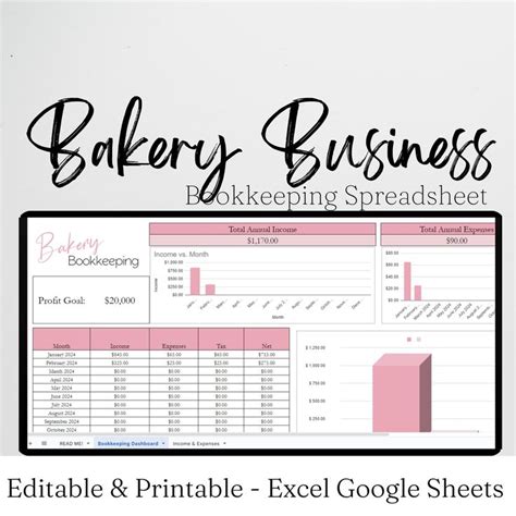 Bakery Business Bookkeeping Template Bakery Business Income And