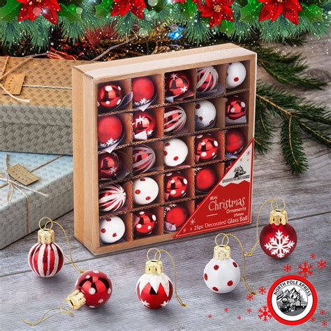 1 Inch Mini Red And White Peppermint Glass Ball Christmas