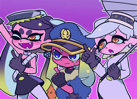 Safebooru 3girls D Agent 3 Splatoon Black Dress Black Gloves Blue