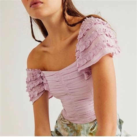 Free People Thank You Very Sweetly Crop Top Blush Lilac Dress Down