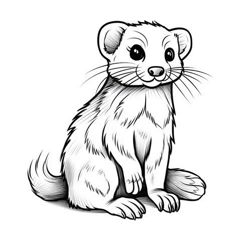 Premium Ai Image European Polecat Adorable Cute Flat Coloring Book