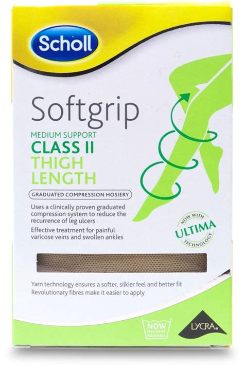 Scholl Softgrip C2 Thigh Length Compression Hosiery Large Natural Medino