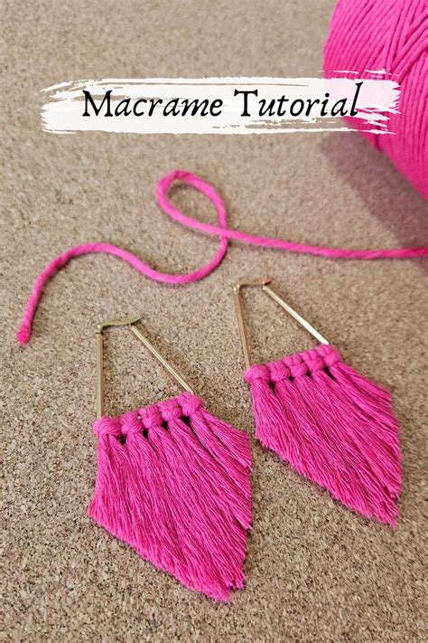 Aretes En Macrame Diy Macrame Earrings Paso A Paso Color Barbie 💁‍♀️ 💗 Macrame Earrings