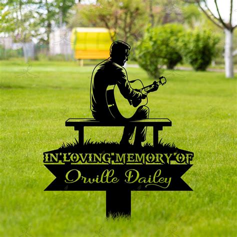 Guitarist Heaven Memorial Metal Stake Custom Guitar Playing Memorial