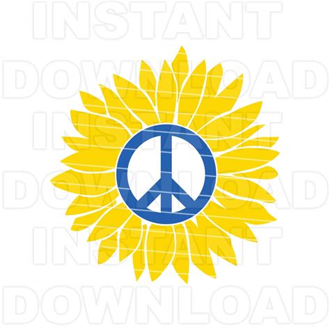 Ukraine Sunflower Peace Symbol Svg File Vector Clipart Commercial