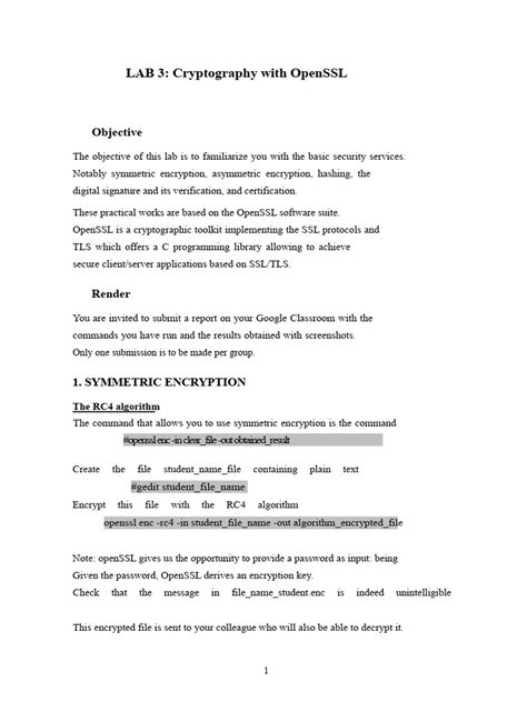 Openssl Cryptography Lab Guide Pdf Key Cryptography Cryptography