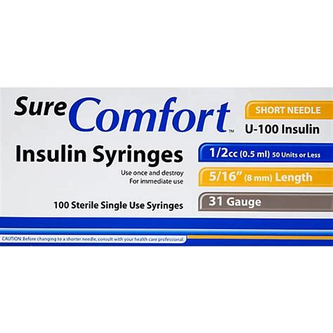 Sure Comfort Insulin Syringes 31gx516x12cc 100 Ct Safeway
