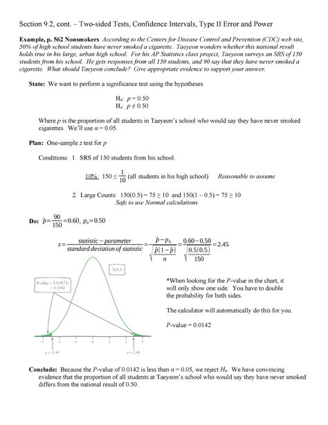 92 Two Sided Tests Asadjasdiaidjwd Section 9 Cont Two Sided