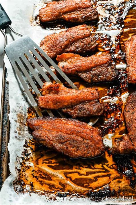 Oven Baked Pork Belly Slices With Sweet Savory Seasoning