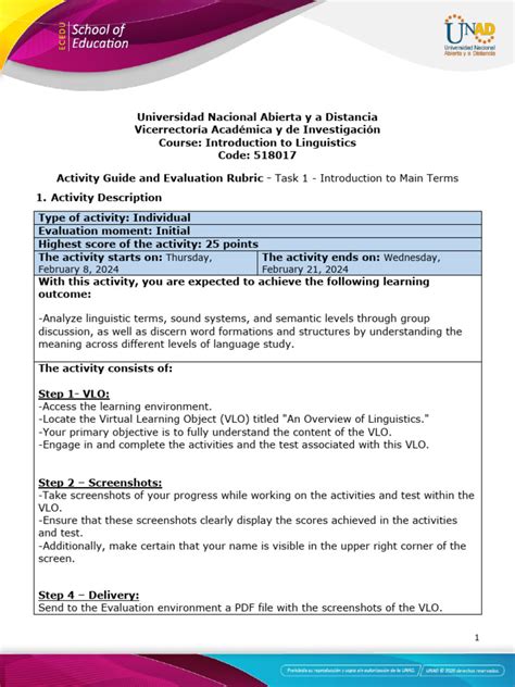 Activity Guide And Evaluation Rubric Unit 1 Task 1 Introduction To Main Terms Pdf