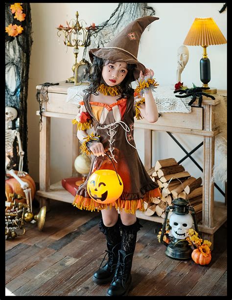 【楽天市場】【4点セット】魔女 デビル 子供 ハロウィン 衣装 オレンジ コスプレ ワンピース 女の子 ハロウィーン衣装 仮装 可愛い キッズ 魔女っ娘 かかし 帽子付き メッシュ ソックス