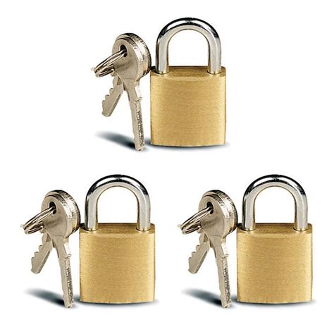 3x Small Brass Padlocks Mini Brass Tiny Box Locks Keyed Jewelry 6 Keys
