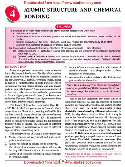 Icse Class 9 Chemistry Chapter 04 Atomic Structure And Chemical Bonding