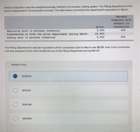 Solved Saada Corporation Uses The Weighted Average Method In