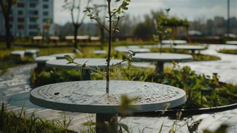 Modern Green Urban Environment Of College Campus With Young Trees And