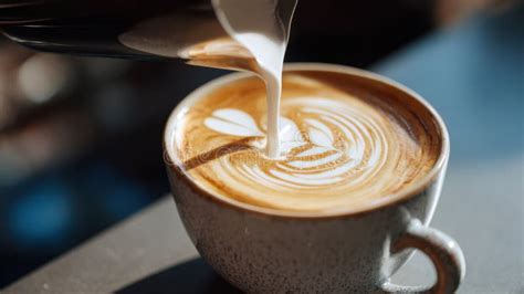 Barista Pouring Milk For Latte Art Stock Illustration Illustration Of