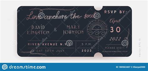 Nautical Boarding Pass Invitation Nautical Wedding Invitation Vector