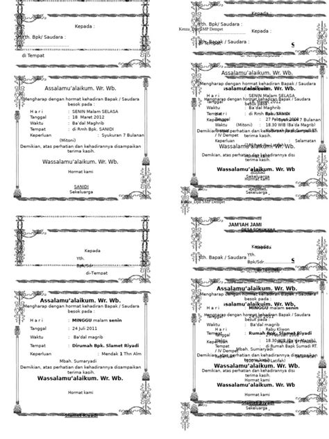 Undangan Acara Selamatan Dan Syukuran Pdf