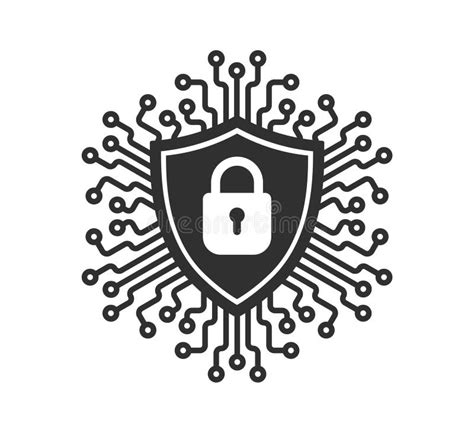 Cyber Security Icon Shield Security Lock Machine Learning Micropchip