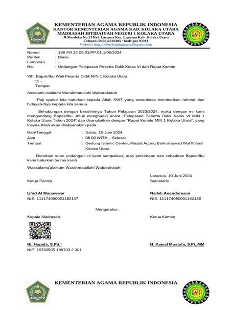 Undangan Pelepasan Siswa Kelas 6 Pdf