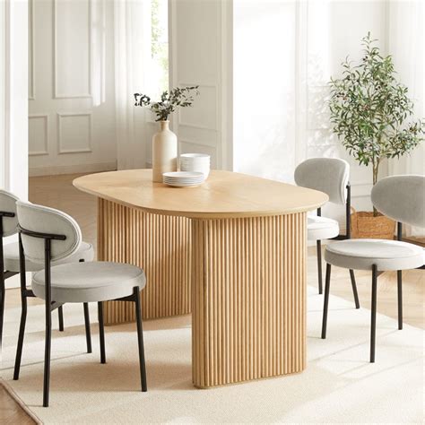 Hattie Panel Oval 4 6 Seater Dining Table Natural Dusk