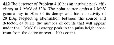solved 4 12 the detector of problem 4 10 has an intrinsic