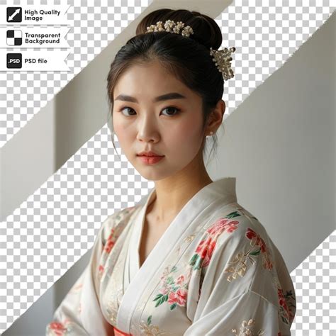 Premium Psd A Japanese Girl In A Kimono With A Japanese Background