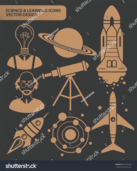 Science Learning Icon Setclean Vector Stock Vector Royalty Free