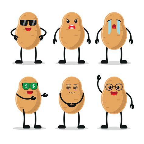 Funny Potato Wear Sunglasses Cartoon With Many Expressions Different