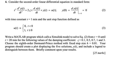 Solved Consider The Second Order Linear Differential