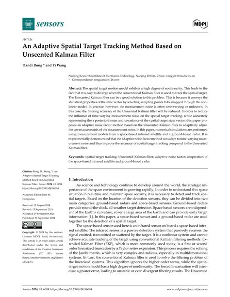 Pdf An Adaptive Spatial Target Tracking Method Based On Unscented Kalman Filter