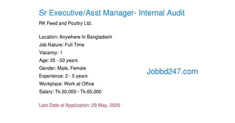 Sr Executiveasst Manager Internal Audit