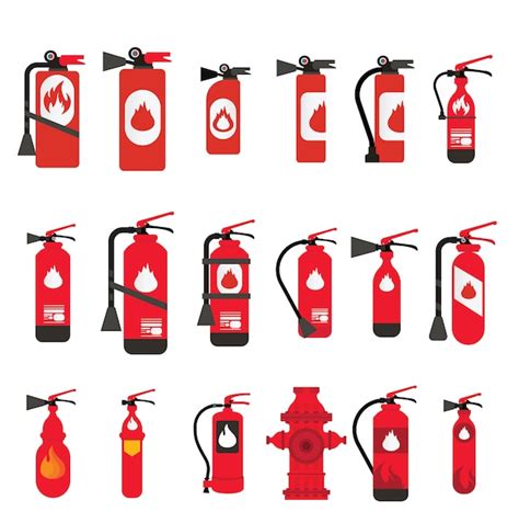 Premium Vector Fire Extinguisher Different Types And Sizes Fire Safety Set Different Types Of