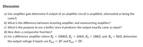 Solved Discussion A Use Amplifier Gain Determine If Output