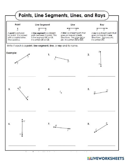 Line Line Segment Ray And Point Worksheet Segmentation Worksheets