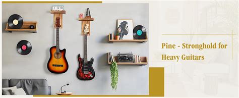 Keebofly Guitar Wall Mount Hanger With Shelf And Pick Holder