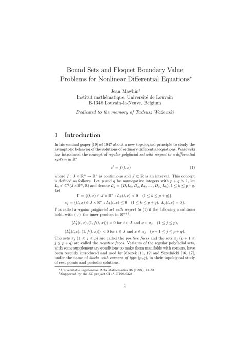 Pdf Bound Sets And Floquet Boundary Value Problems For Nonlinear Differential Equations