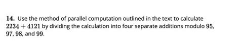 Use The Method Of Parallel Computation Outlined Chegg