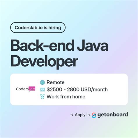 back end java developer at remote work from home get