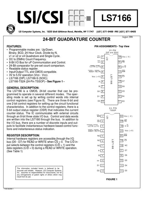 Lsi Csi 24 Bit Quadrature Counter Pdf Electricity Digital Electronics