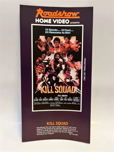 Kill Squad 1982 Roadshow Home Video Flier Vhs Martial Arts Action Movie