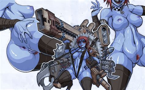 Rule 34 1girls Almost Naked Ammo Ammo Belt Ass Ass Spread Barely Clothed Big Ass Blade Blue