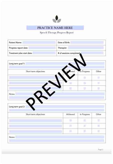 Progress Report Template For Speech Therapy Editable Fillable Printable Pdf Speechtherapybypro