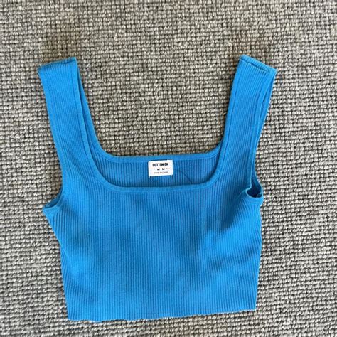 Lovely Blue Crop Tank Top Size Medium But Fits Depop