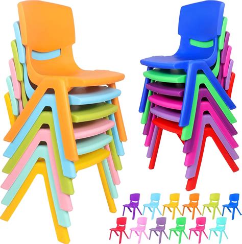 Purpeak 12 Pcs Plastic School Stack Chair 10 Inch School