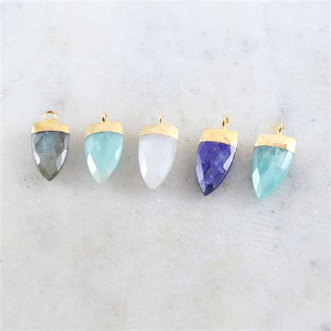 Beautiful Gemstone Point Dagger Charm Pendant Drop Charm Gold Plated