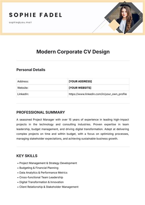 Free Corporate Cv Templates To Edit Online And Download