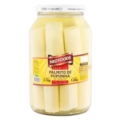 Palmito Pupunha Em Conserva Tolete Neo Foods Premium Vidro 18kg